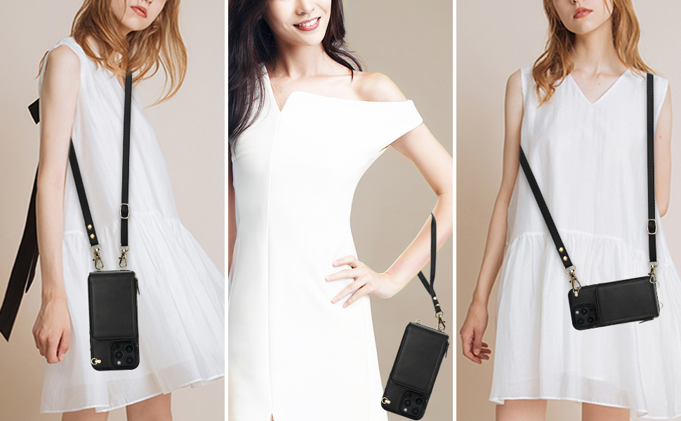 Amazon.com: KIHUWEY Crossbody Wallet Case for iPhone 16 Pro Max, Zipper Pocket Case with Card ...