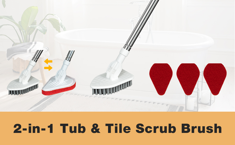 Amazon.com: Shower Cleaning Scrub Brush with Long Handle - 2 in 1 ...