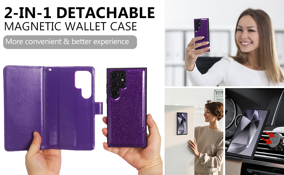 Amazon.com: Varikke Compatible with Samsung Galaxy S24 Ultra Wallet Case, Detachable Magnetic ...