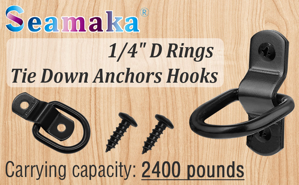 Amazon.com: Seamaka 10PCS 1/4" D Rings Tie Down Anchors Hooks,Heavy Duty Black Steel D-Ring Tie ...