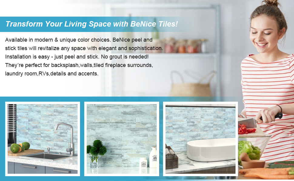 BeNice Peel and Stick Backsplash Large Bathroom Subway Tiles,Peel and ...
