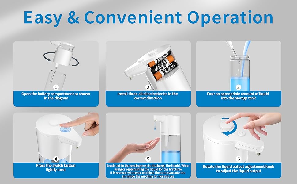 Amazon.com: Automatic Soap Dispenser Touchless,Simple Physical Adjustment,Low Battery ...