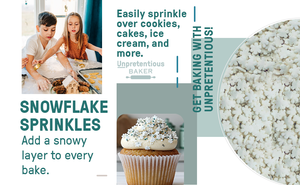 Amazon.com: Unpretentious Snowflake Sprinkles, 2 Cups, Cake & Cookie Decorations, Light & Fun ...