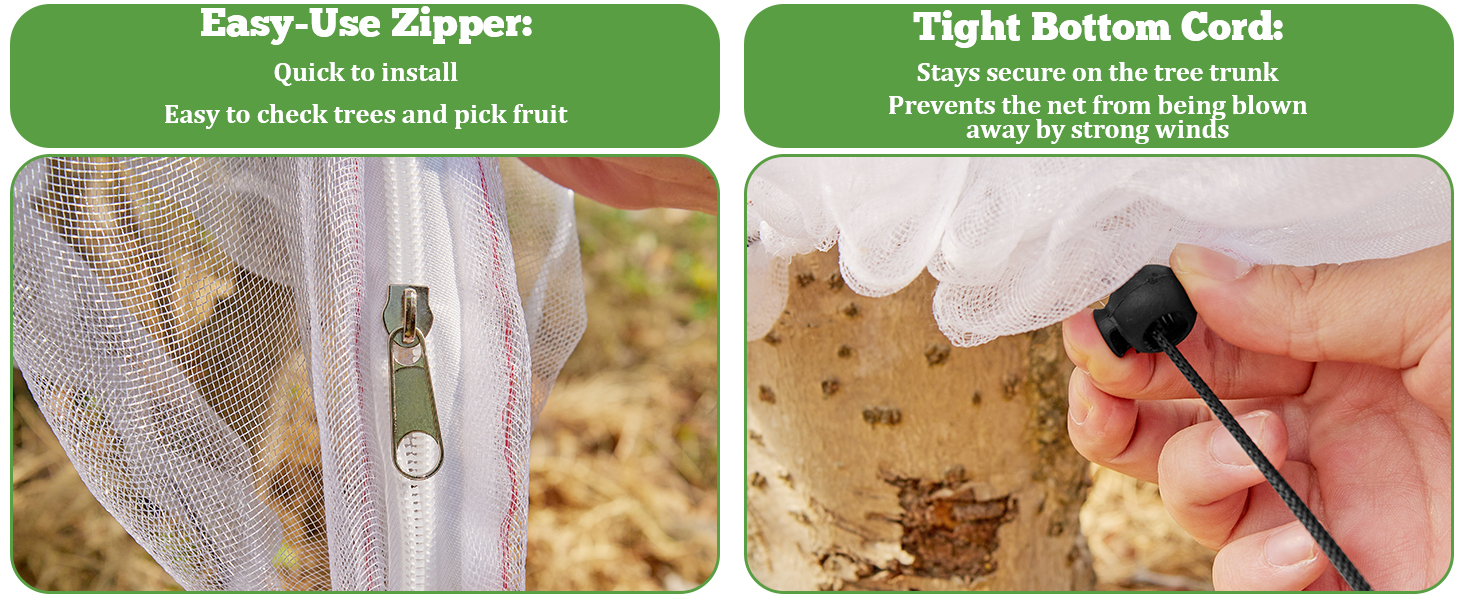 Amazon.com : 7.8 x 7.8 ft Large Fruits Tree Netting Cover with Zipper and Drawstring,Garden ...