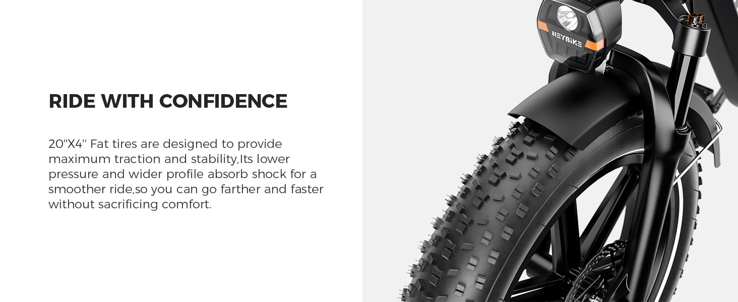 Amazon.com : Heybike Ranger S Electric Bike for Adults, Foldable 1400W Peak Motor Ebike, 20" x 4 ...