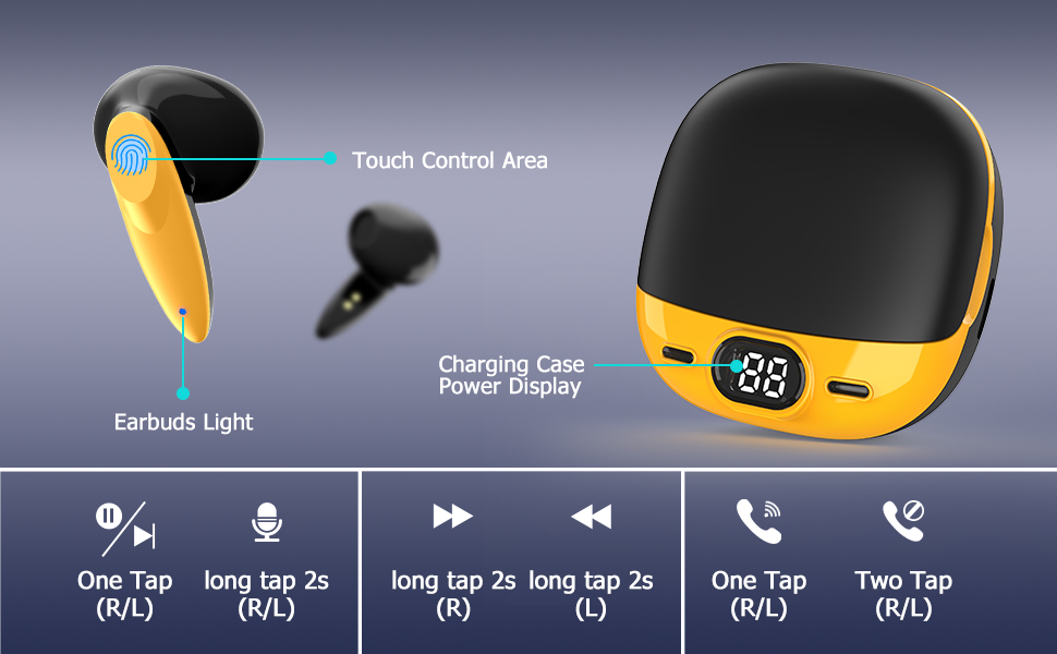 Amazon.com: True Wireless Earbuds Bluetooth Headphones Touch Control ...