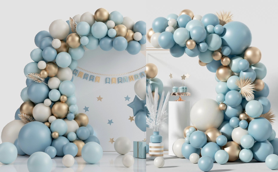 Amazon.com: MeiWuKaBH 132Pcs Dusty Blue Balloons Arch Garland Kit, Dusty Baby Blue Sand White ...