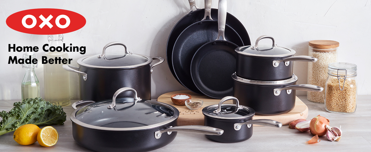 Amazon.com: OXO Softworks 13 Piece Cookware Pots and Pans Set, 3-Layered German Engineered ...