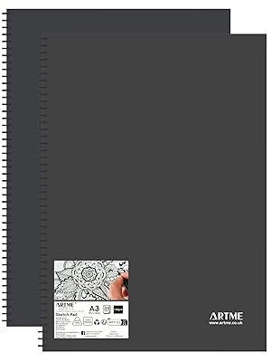 Artme A3 Sketch Pad 2pcs, 30 Sheets 160gsm, Spiral Bound, Sketchbook : Amazon.co.uk: Stationery ...