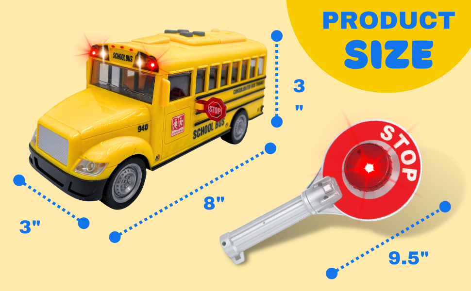 Amazon.com: PlenPLAY Yellow School Bus Toy with Crossing Guard Stop Sign - 8" Friction Powered ...