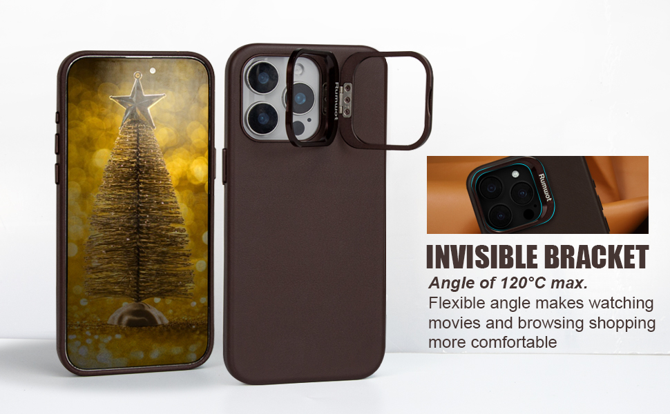 Amazon.com: Rumwot Genuine Leather Invisible Stand Case for iPhone 15 Pro Max with MagSafe ...