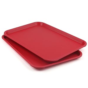 LEXININ 5 Pack 41 x 30cm Large Red Plastic Fast Food Tray, 12 x 16 Inch ...
