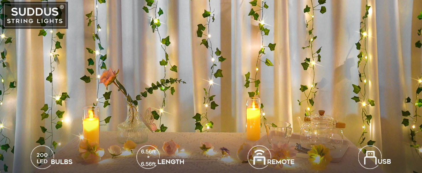 Amazon.com: suddus Vines with Light for Bedroom, 200 LED Fairy Lights ...