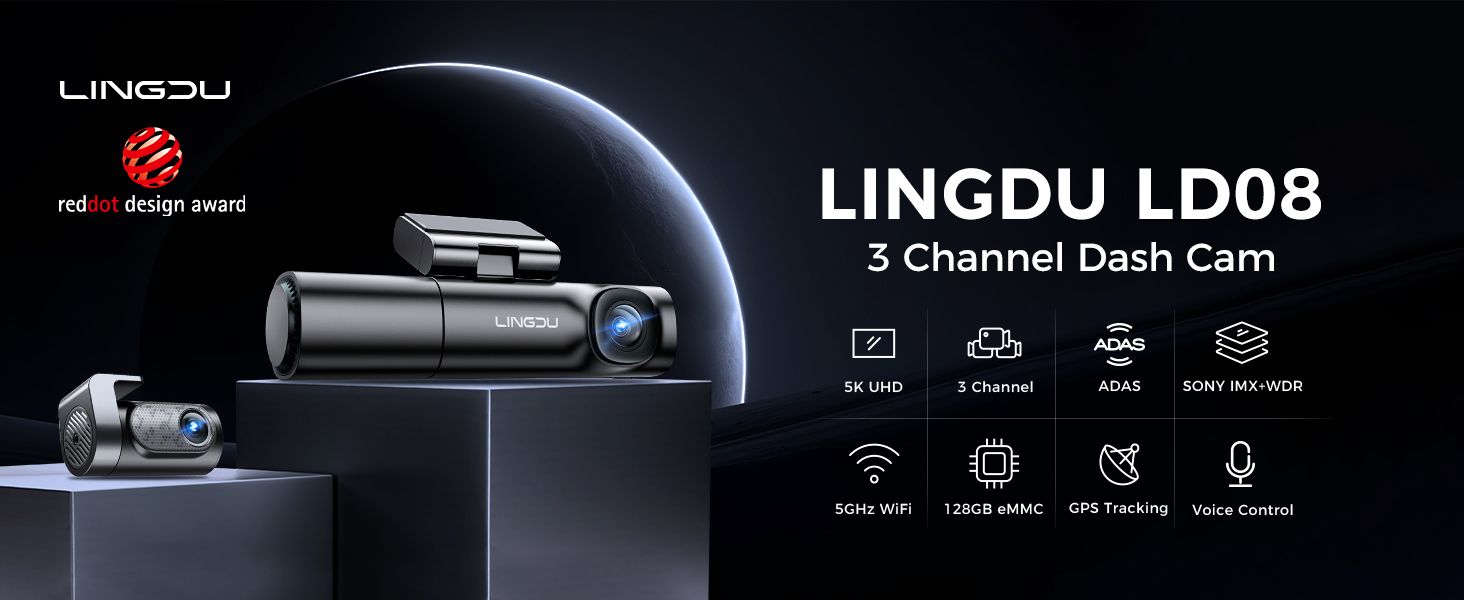 Amazon.com: LD08 5K 3 Channel Dash Cam with 128GB eMMC, ADAS, Dashcam Front and Rear Insided ...