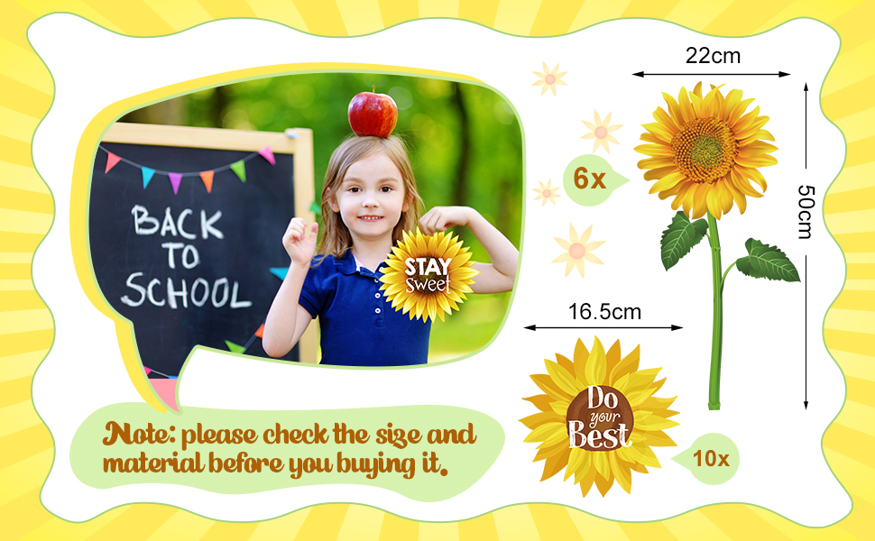 Amazon.com: Chinco Sunflower Bulletin Board Decorations Set Back to ...