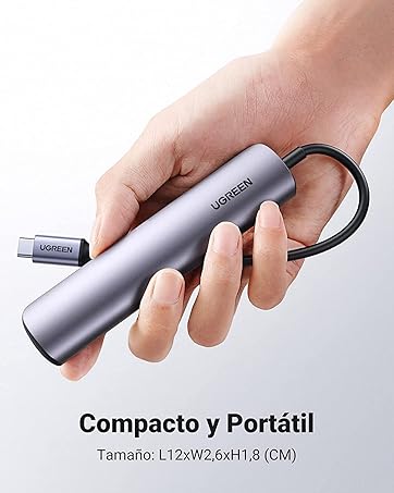 UGREEN USB C Hub, 5 en 1 Adaptador USB C Multipuerto Aluminio a 4K@30Hz HDMI,1 USB 3.0 y 2 USB 2 ...