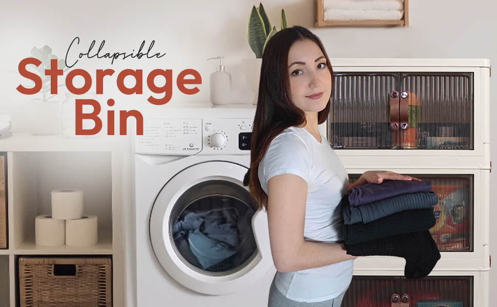 Amazon.com - PROKTIK 30 QT 3 Tier Folding Storage Bins with Doors ...