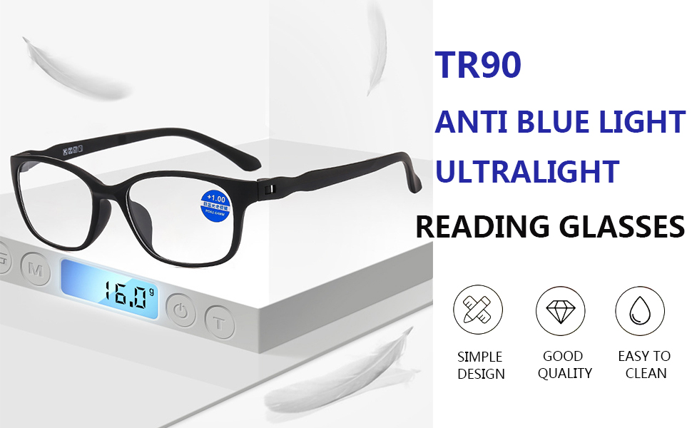 Amazon.com: Hubeye 3 Pack Black Reading Glasses Blue Light Blocking Fashion TR90 Readers for ...