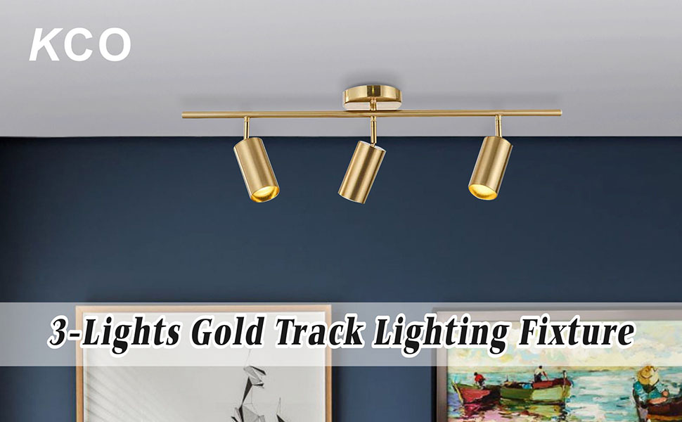 KCO Lighting Modern Brass Gold Track Lighting 3-Lights Modern Kitchen Track Lighting Fixtures ...