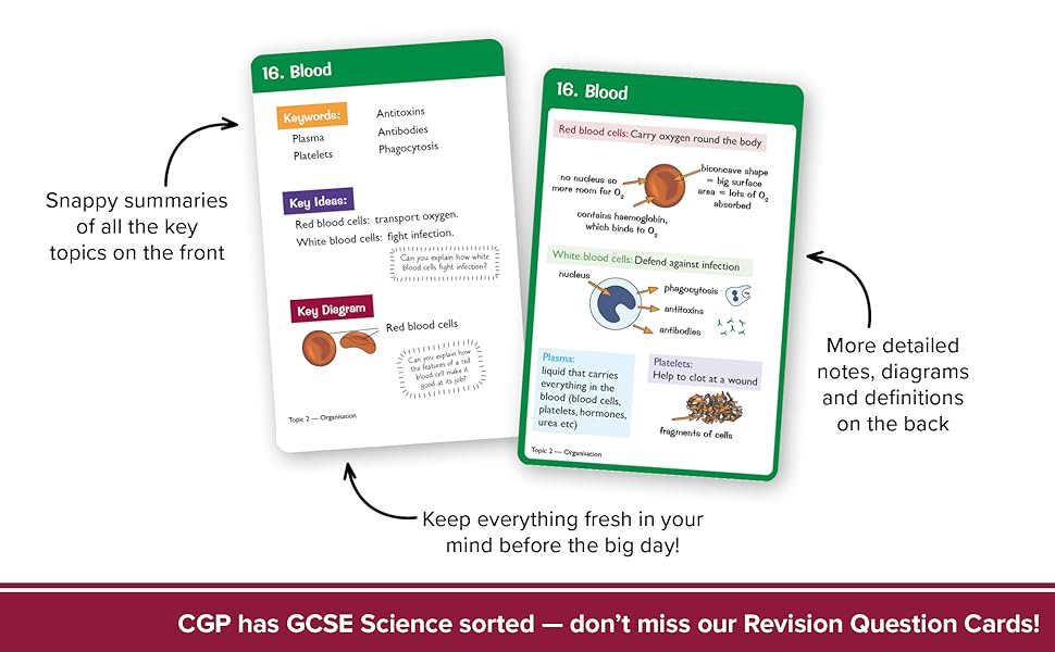 New GCSE Biology AQA Key Fact Revision Cards - Summary cards for quick ...