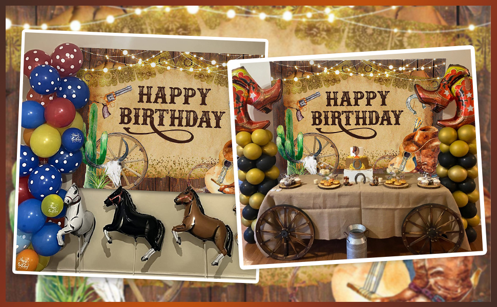 Amazon.com : Mocsicka Western Cowboy Birthday Backdrop West Rodeo ...
