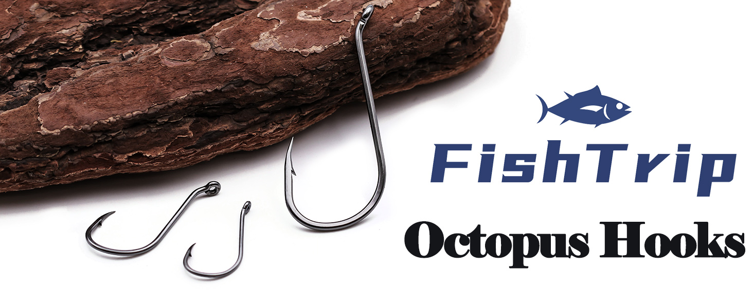 Amazon.com : FishTrip Octopus Hooks Fishing Saltwater - 100pcs/50pcs Offset Beak Fish Hooks ...