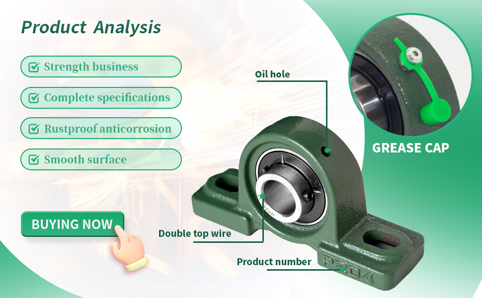 Grewirifc UCP204-12 Pillow Block Bearings (2 Pack) - 3/4 inch Bore, 2 Bolt Flange Mounted, Solid ...