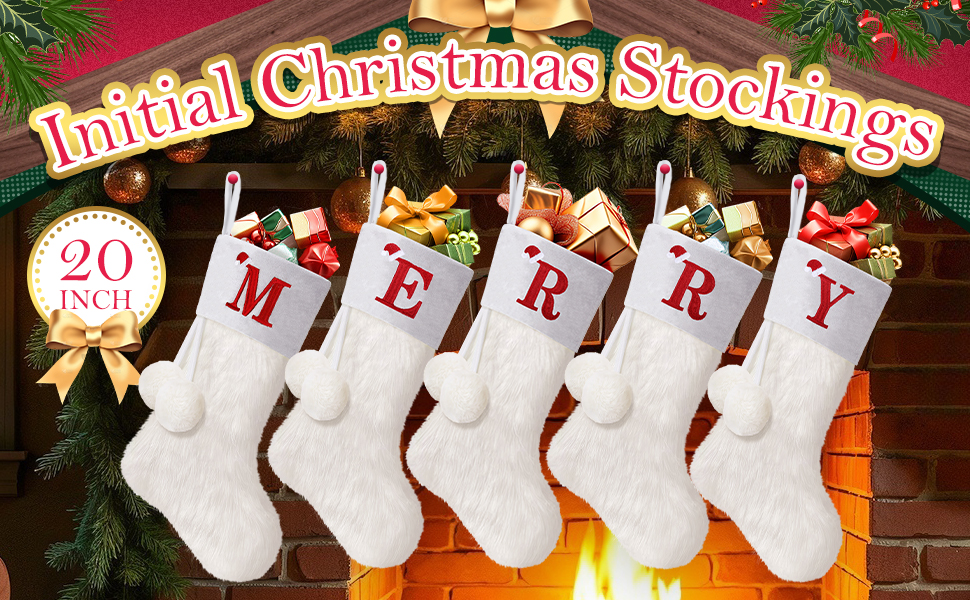 Amazon.com: MOORIIY 20 Inches Initial Monogram Christmas Stockings ...