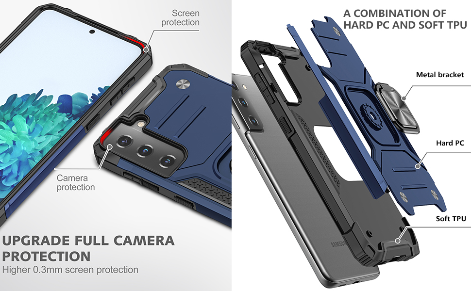 Amazon.com: Dionsibei Galaxy S21 Plus Case Military Grade Built-in Kickstand Case with Stand ...