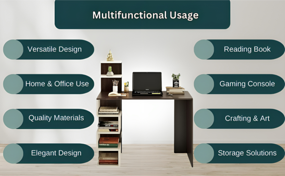FURNEASER Edward Engineered Wood Study Table, Computer, Laptop, WFH ...