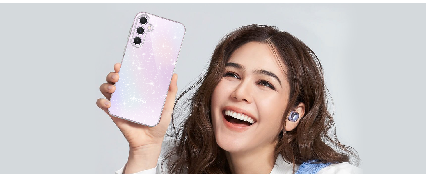 AROYI 3 in 1 Clear Glitter Case for Samsung Galaxy A55 5G Case with 2 Tempered Glass Screen ...