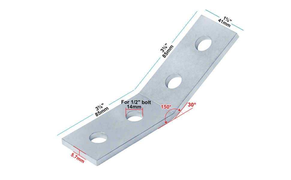 Amazon.com: 6 Pack 30 Degree Angular Fitting, 4 Hole Strut Corner ...