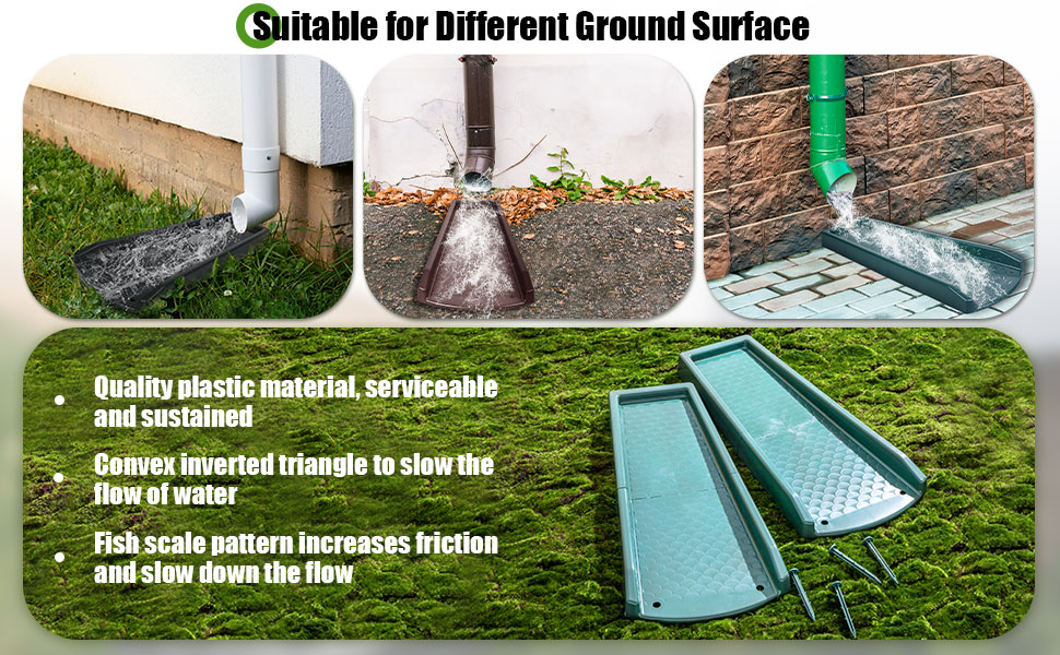 3 Pieces 24 Inch Downspout Splash Block Gutters Downspout Extensions ...