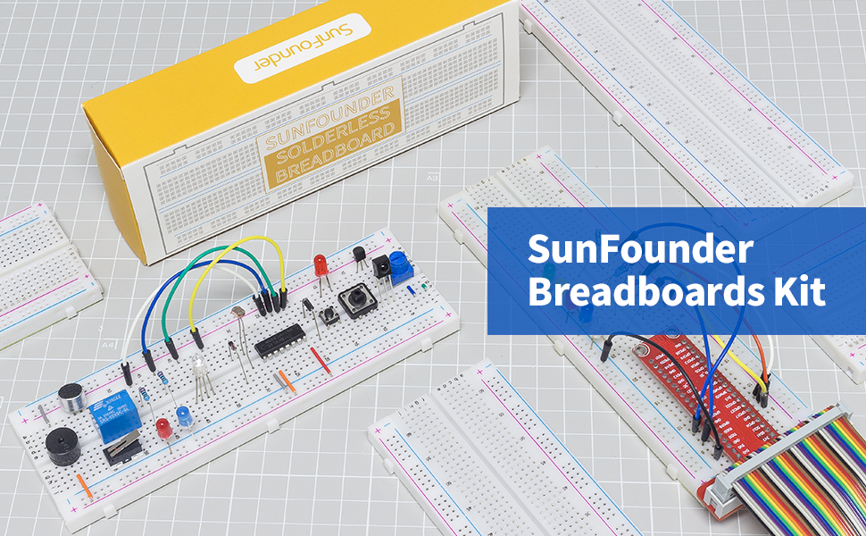 SUNFOUNDER 5PCS Breadboards Kit Include 3PCS 830 Point 2PCS 400 Point ...