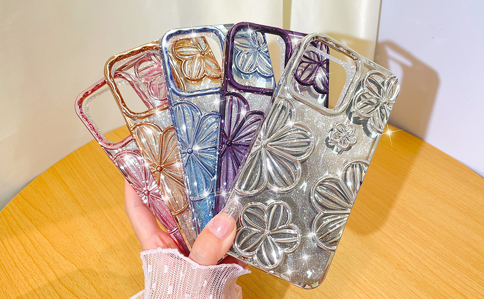 Amazon.com: KANGHAR Compatible with iPhone 15 Pro Max Case Glitter Bling Luxury Plating Gradient ...