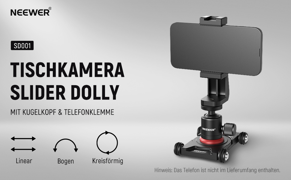 NEEWER Kamera Slider Dolly mit Kugelkopf und Telefonklemme, 4-rädriger ...