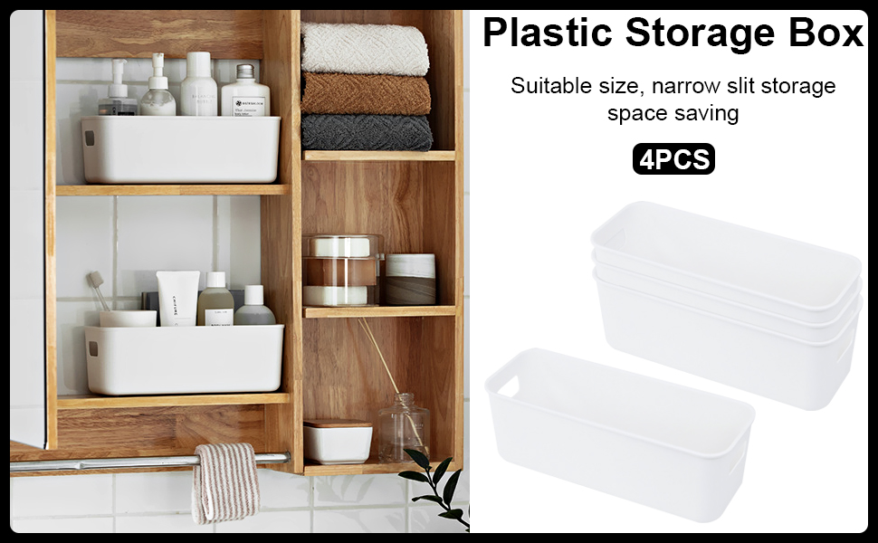 Amazon.com - WKITKA 4Pcs Plastic Storage Bins, White Plastic Storage ...