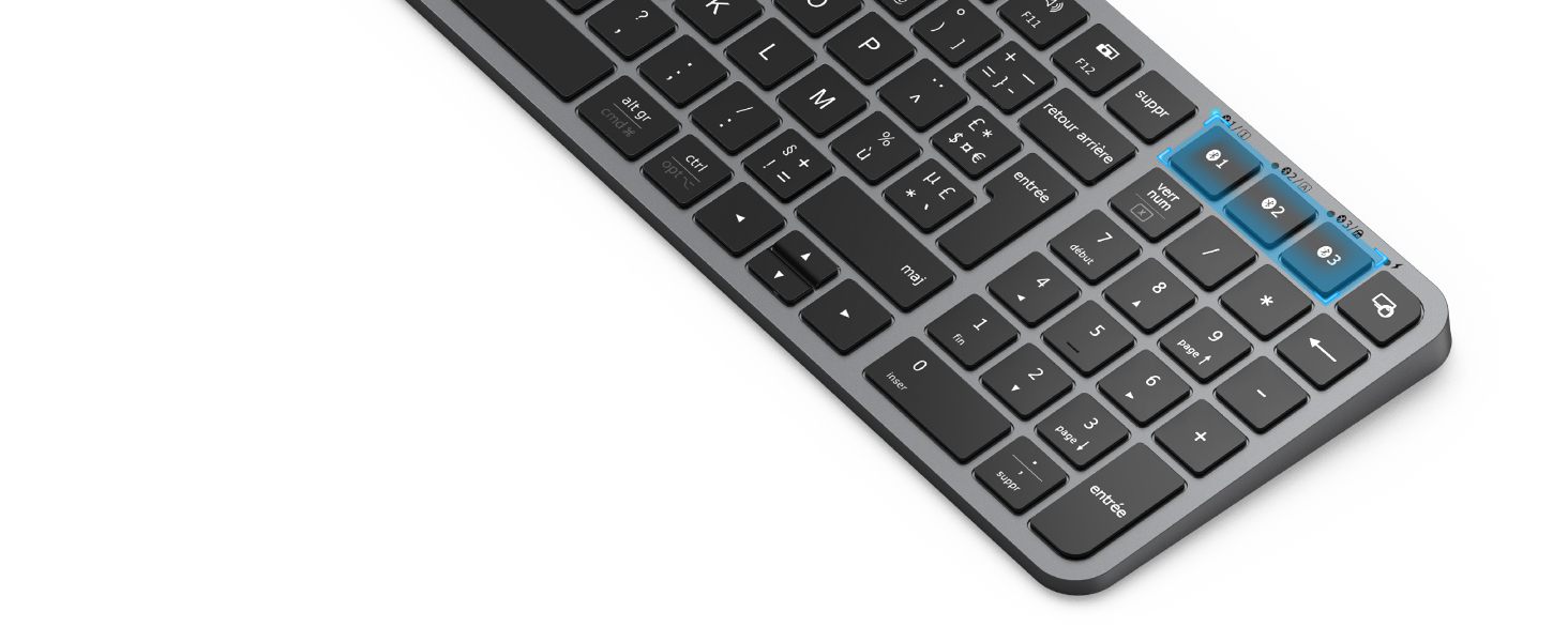 iClever Clavier Bluetooth, Clavier sans Fil Rechargeable USB-C, Multi-dispositifs avec 3 Canal ...