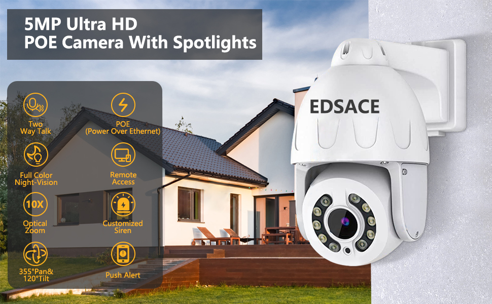 Amazon.com : 5MP poe security camera outdoor, Power over ethernet Speed Dome Camera with 2 way ...