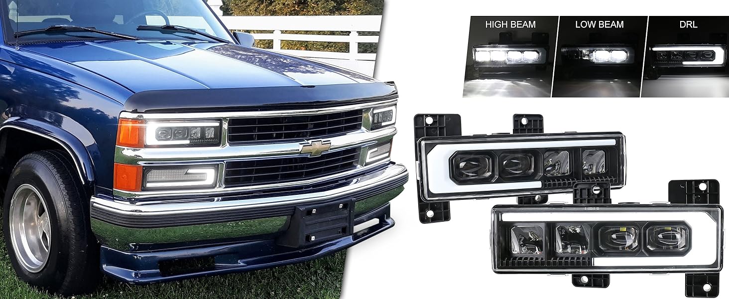 Amazon.com: POVTOR NEW LED Headlights Assembly Upgrade 500% Brighter Projector Headlights with ...