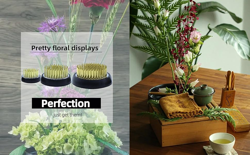 Amazon.com: Kenzan Flower Frog Set, 3 Pcs Ikebana Stem Holder with Rubber Base, Floral Pin Frogs ...