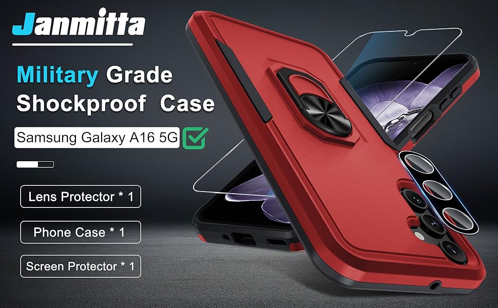 Amazon.com: Janmitta Compatible with Samsung Galaxy A16 5G Case with Screen Protector+Camera ...