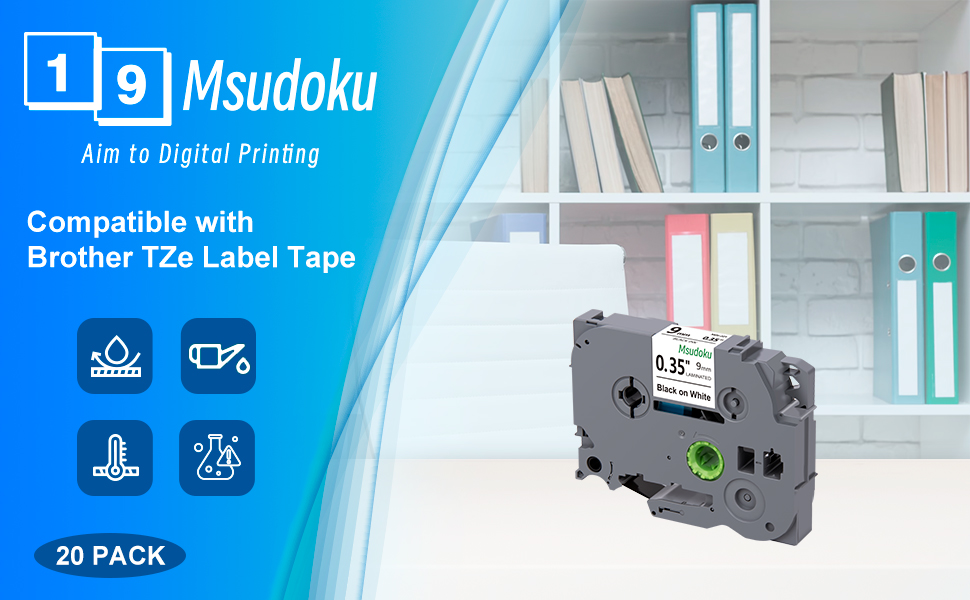 Amazon.com: Msudoku 20-Pack TZe221 Label Tape Compatible for Brother TZe TZ Tape 9mm 0.35 ...