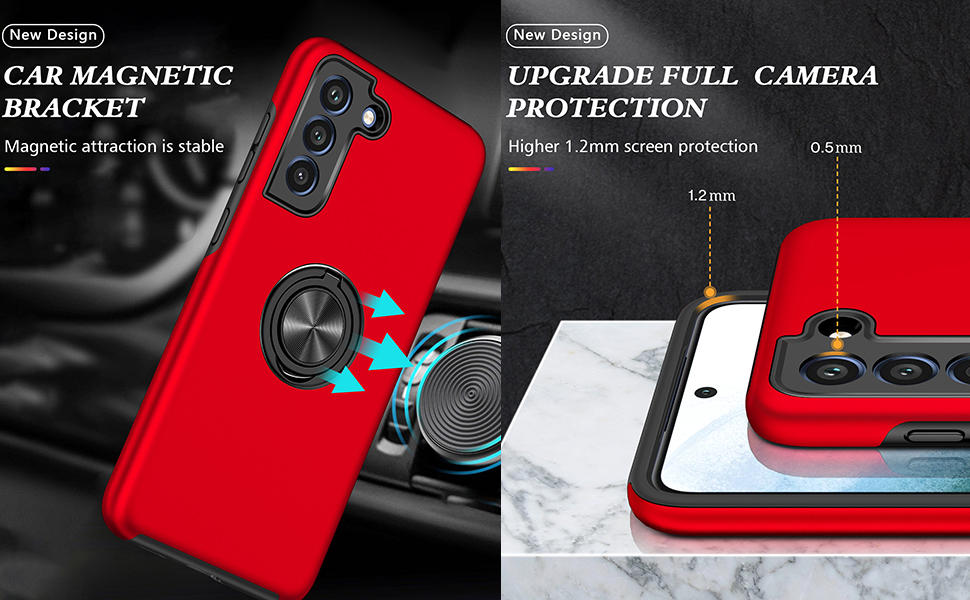 Amazon.com: Galaxy S21 FE Case for Samsung S21 FE Case Military Grade Shockproof Built-in Ring ...