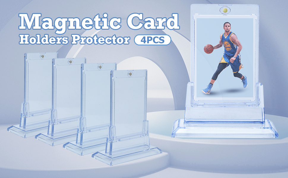Amazon.com: 4 pcs Magnetic Card Holders for Trading Protector，35pt one Touch Card Holder U-V ...