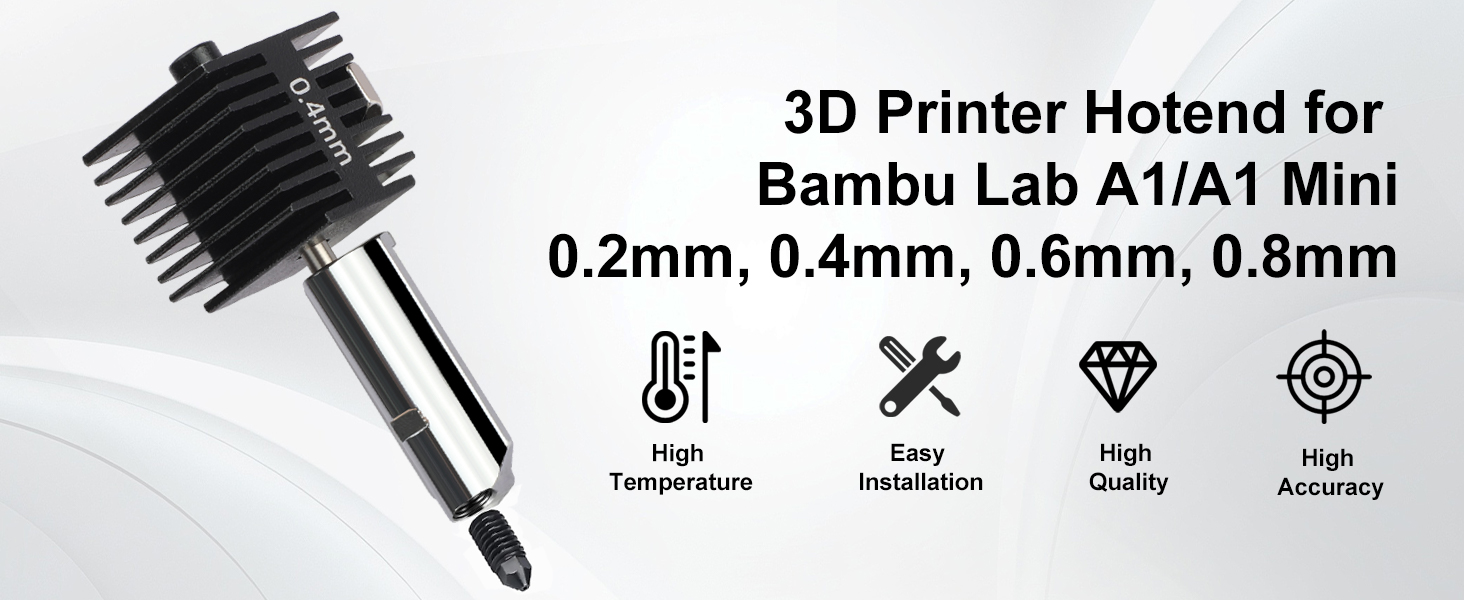 3D Printer Nozzle for Bambu Lab A1/A1 Mini Printer, 0.2MM 0.4MM 0.6MM 0.8MM Upgrade High ...