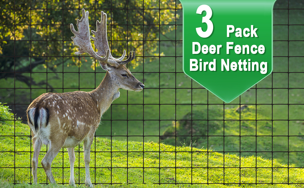 Amazon.com : 3 Pack Deer Fence Netting, Bird Netting Net for Garden Protection Deer Netting 7ft ...