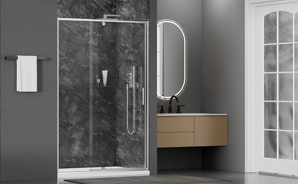 Findepot 38-42" W x 71" H Pivot Glass Shower Door,Pivot Shower Door with 1/4"(6mm) Clear Glass ...