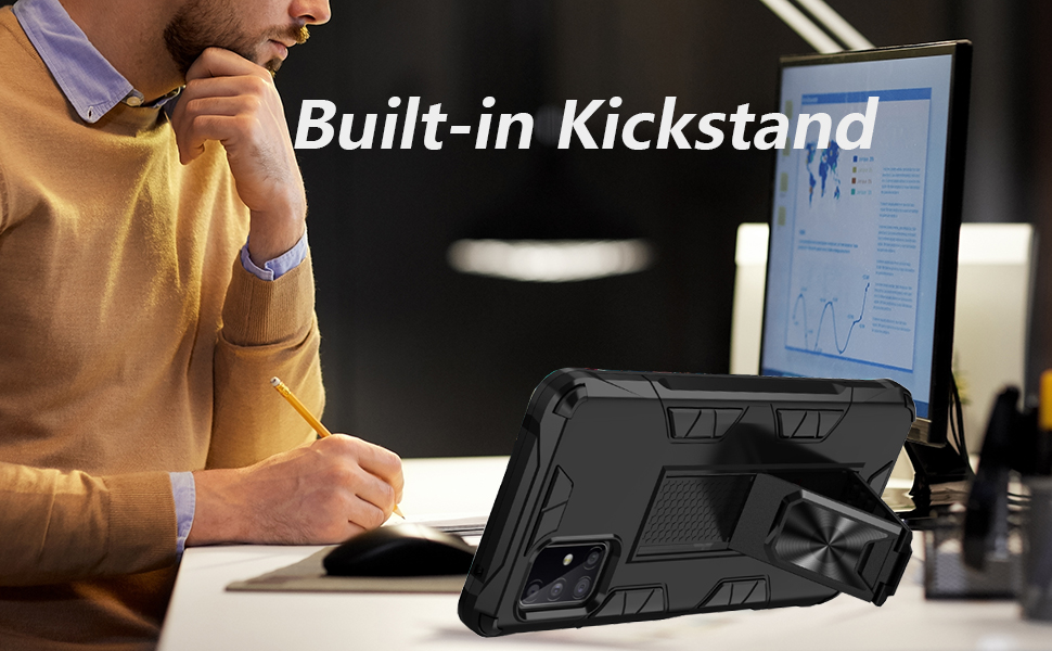 Amazon.com: Samsung Galaxy A71 5G Case with Screen Protector Military Grade Built-in Kickstand ...