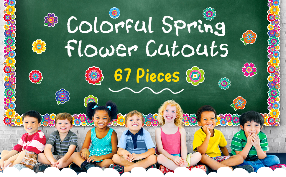 Amazon.com : Pajean 67 Pieces Spring Flower Bulletin Boards Decoration ...